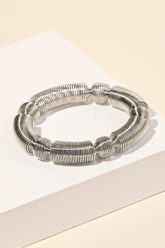 metal spiral spring bangle {silver} – The Uptown Boutique